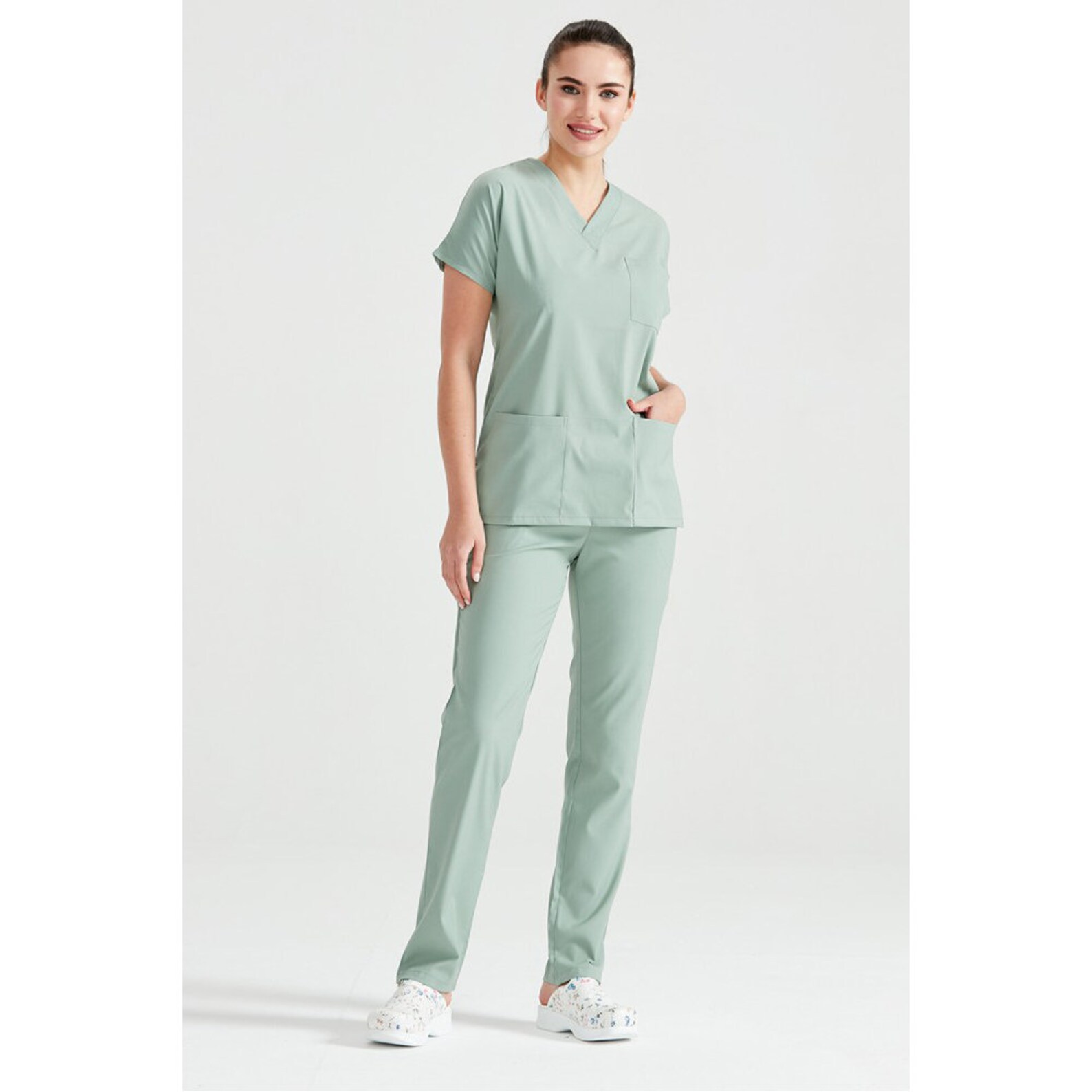 Musty Green Scrub Set, V Neck Nurse Scrub, Medical Scrub, Scrub Set ...