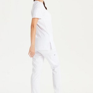 White Scrub Set, Nurse Scrub, Medical Women's Scrub Set Uniform, Nurse ...