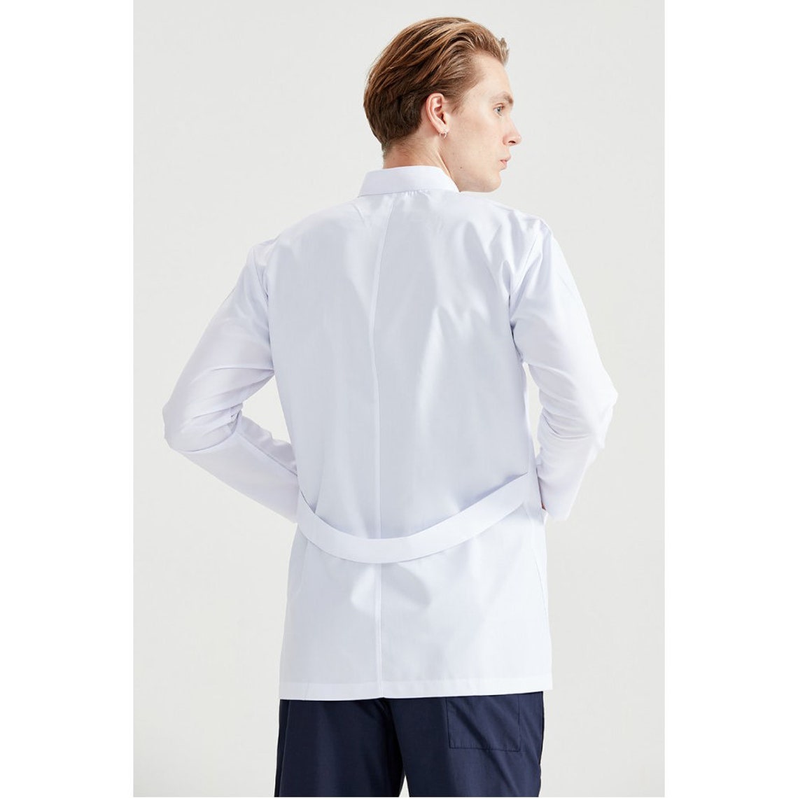 Men's Medical White Long Sleeve Lab Coat, Doctor Dentist Surgeon ...