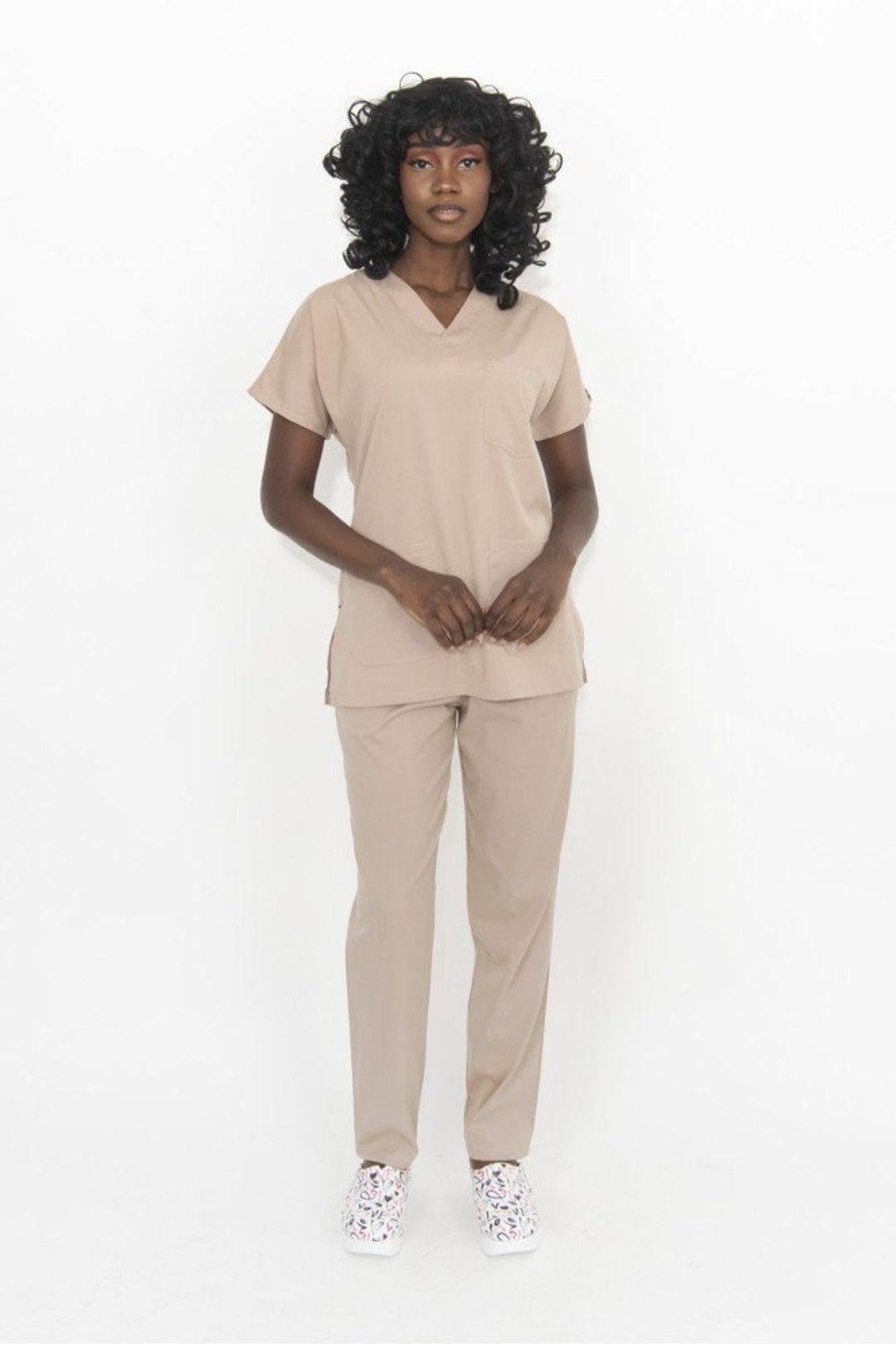Beige Scrub Set V Neck Nurse Scrub Medical Scrub Scrub Set - Etsy
