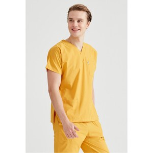 Mustard Yellow Scrub Set, V Neck Nurse Scrub, Medical Scrub, Scrub Set ...