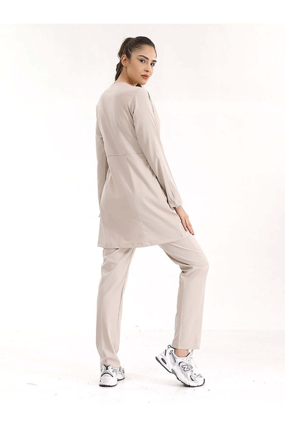 Modest and Comfortable: Cream Muslim Nurse Scrub Set for Women in the ...