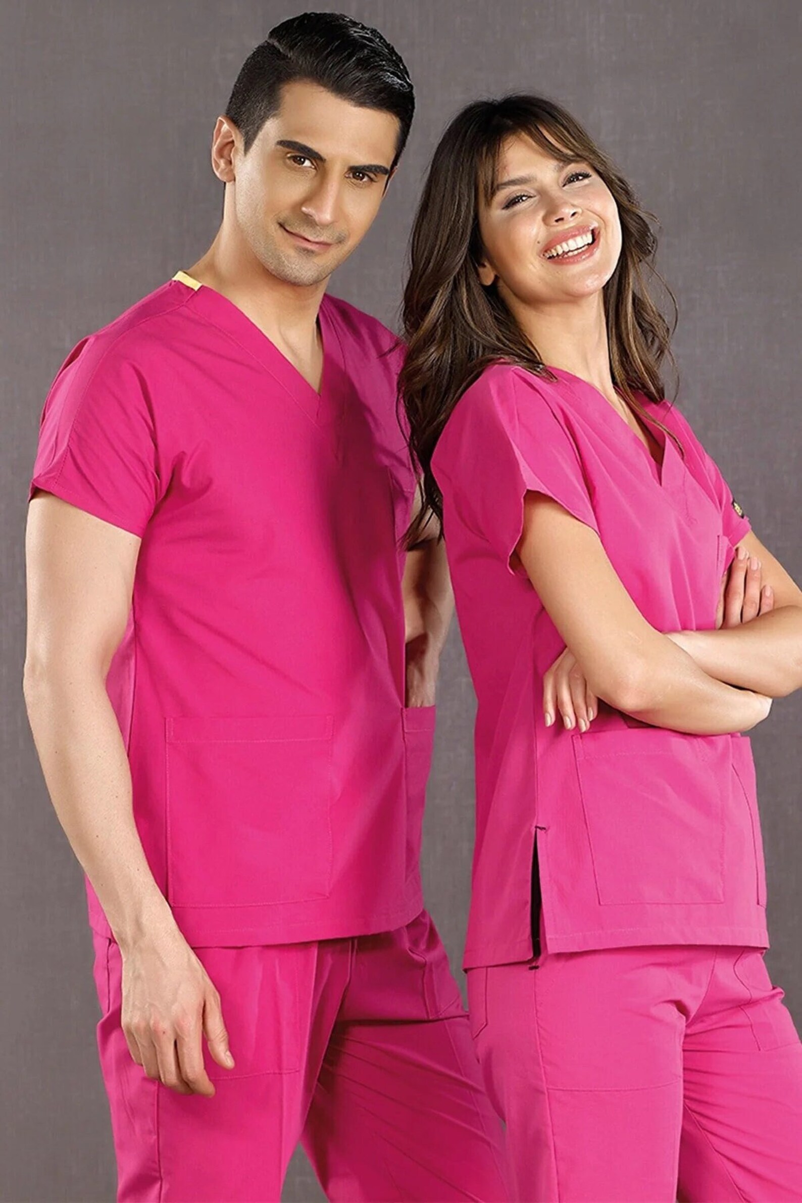 Fuchsia Scrub Set, V Neck Scrub Set, Comfortable RN MSN Medical Scrub ...