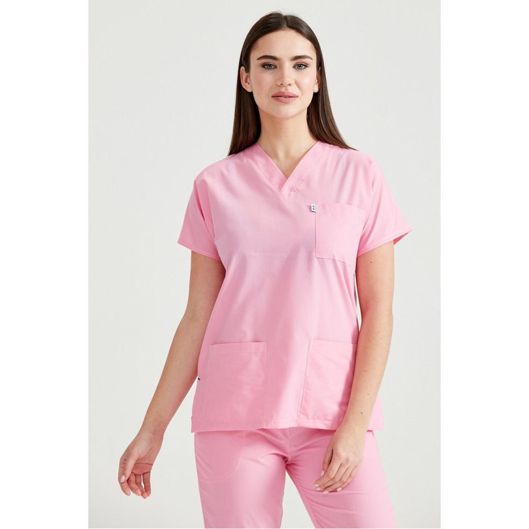 Light Pink Scrub Top Only V Neck Nurse Scrub Top Women's - Etsy