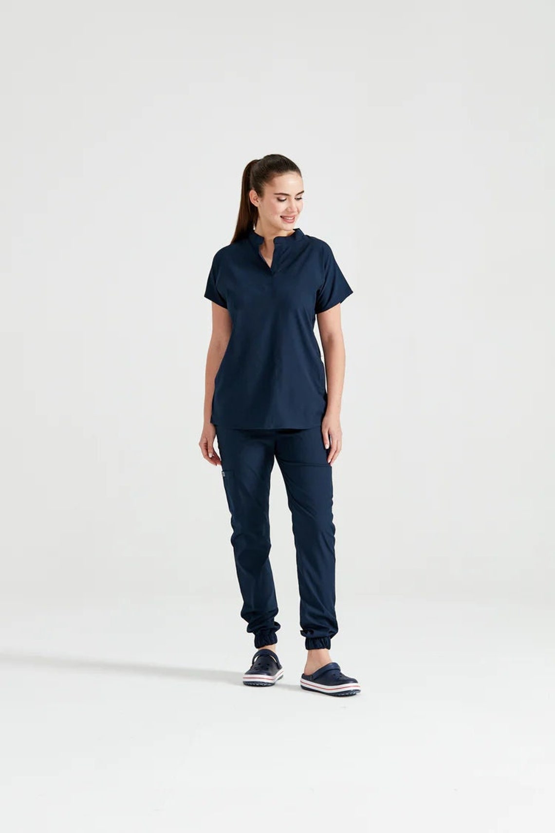 Dark Blue Scrub Set Judge Neck Nurse Scrub Medical - Etsy