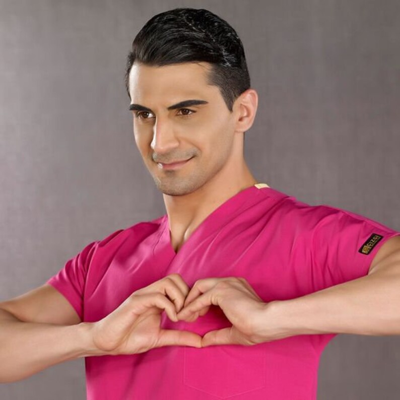 Fuchsia Scrub Set, V Neck Scrub Set, Comfortable RN MSN Medical Scrub ...