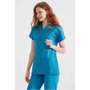 New Green Color Scrub Set, V Neck Nurse Scrub, Medical Scrub, Women's ...