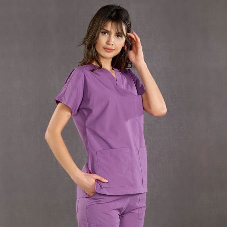 Purple Scrub Set, V Neck Scrub Set, Comfortable RN MSN Medical Scrub ...