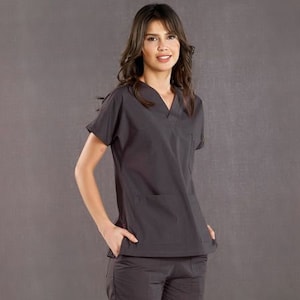 Smoked Gray Scrub Set, V Neck Scrub Set, Comfortable RN MSN Medical ...