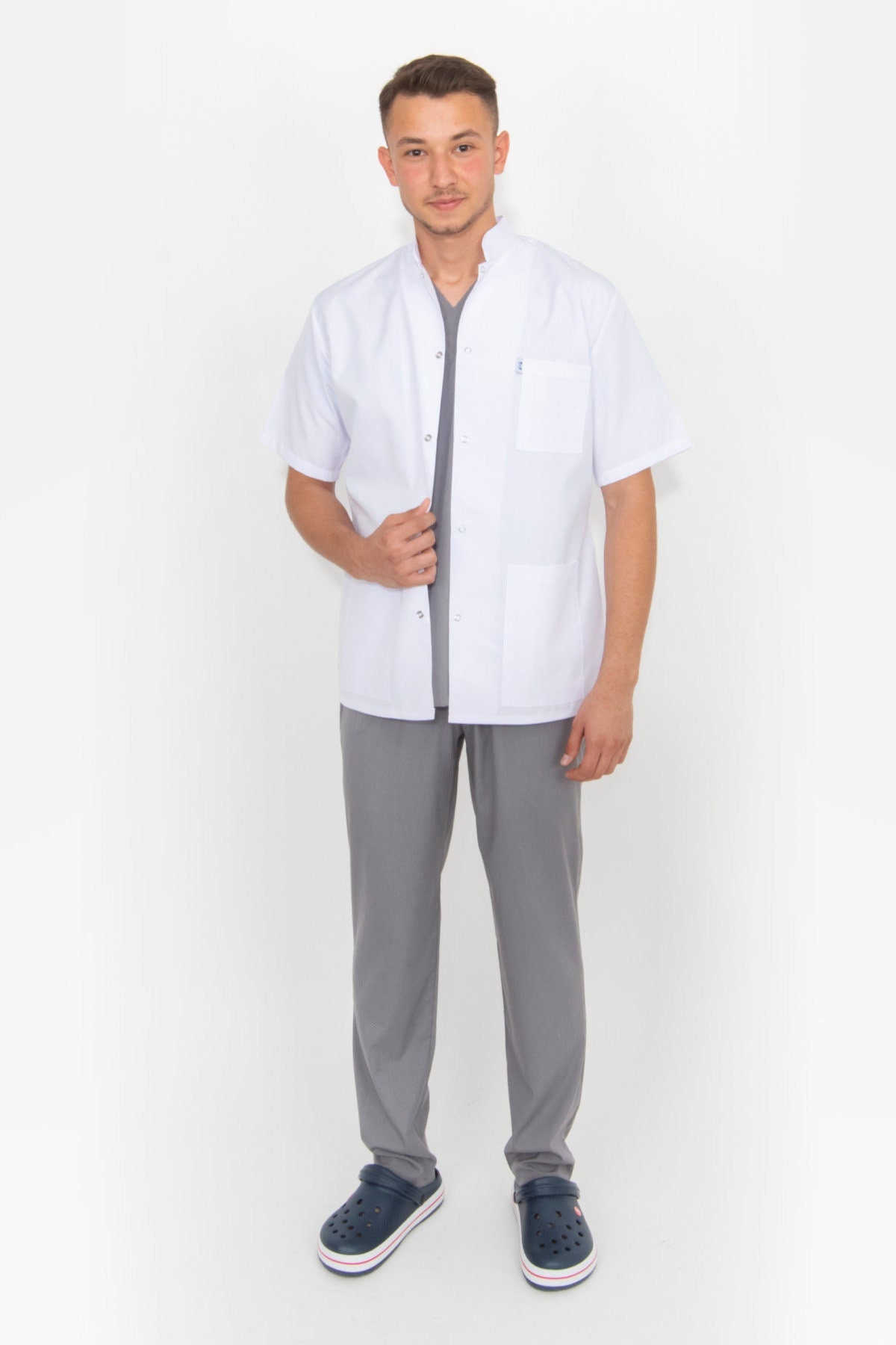 Men's Medical White Lab Coat, Doctor Dentist Surgeon Pharmacist ...