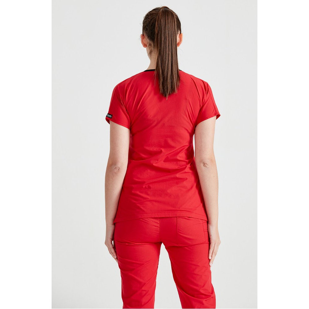 Red Scrub Set, V Neck Nurse Scrub, Medical Scrub, Women's Scrub Set ...