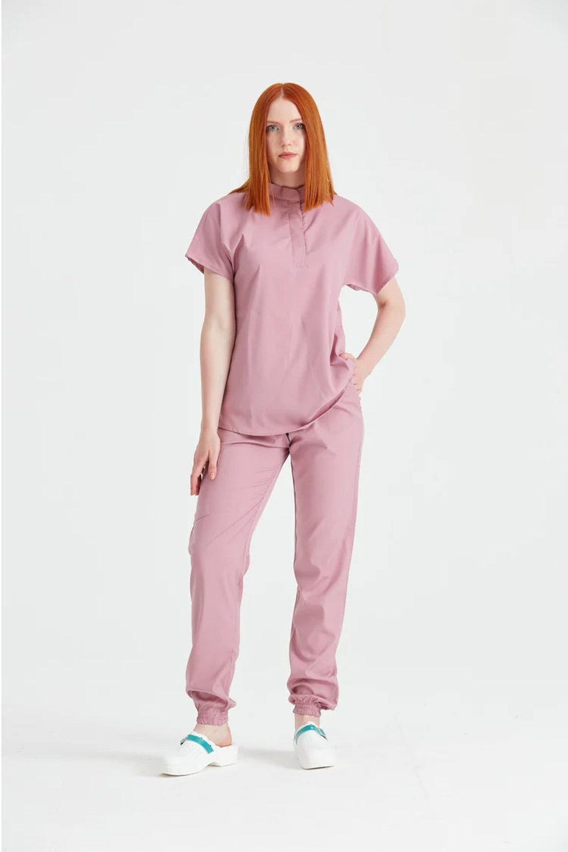 Dry Rose Color Scrub Set Judge Neck Nurse Scrub Medical - Etsy