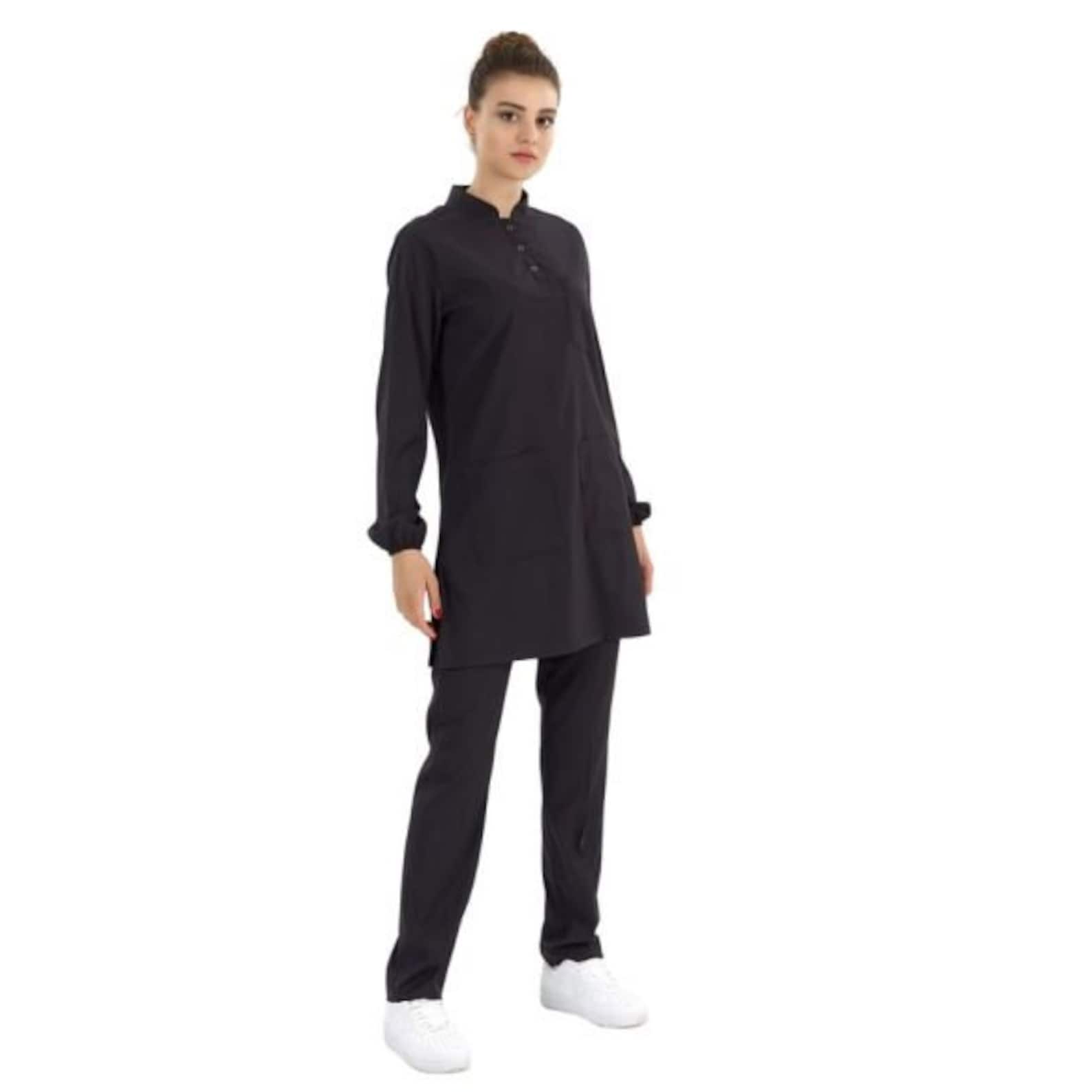 Black Modest Scrub Set, Muslim Nurse Scrub, Medical Scrub, Women's ...