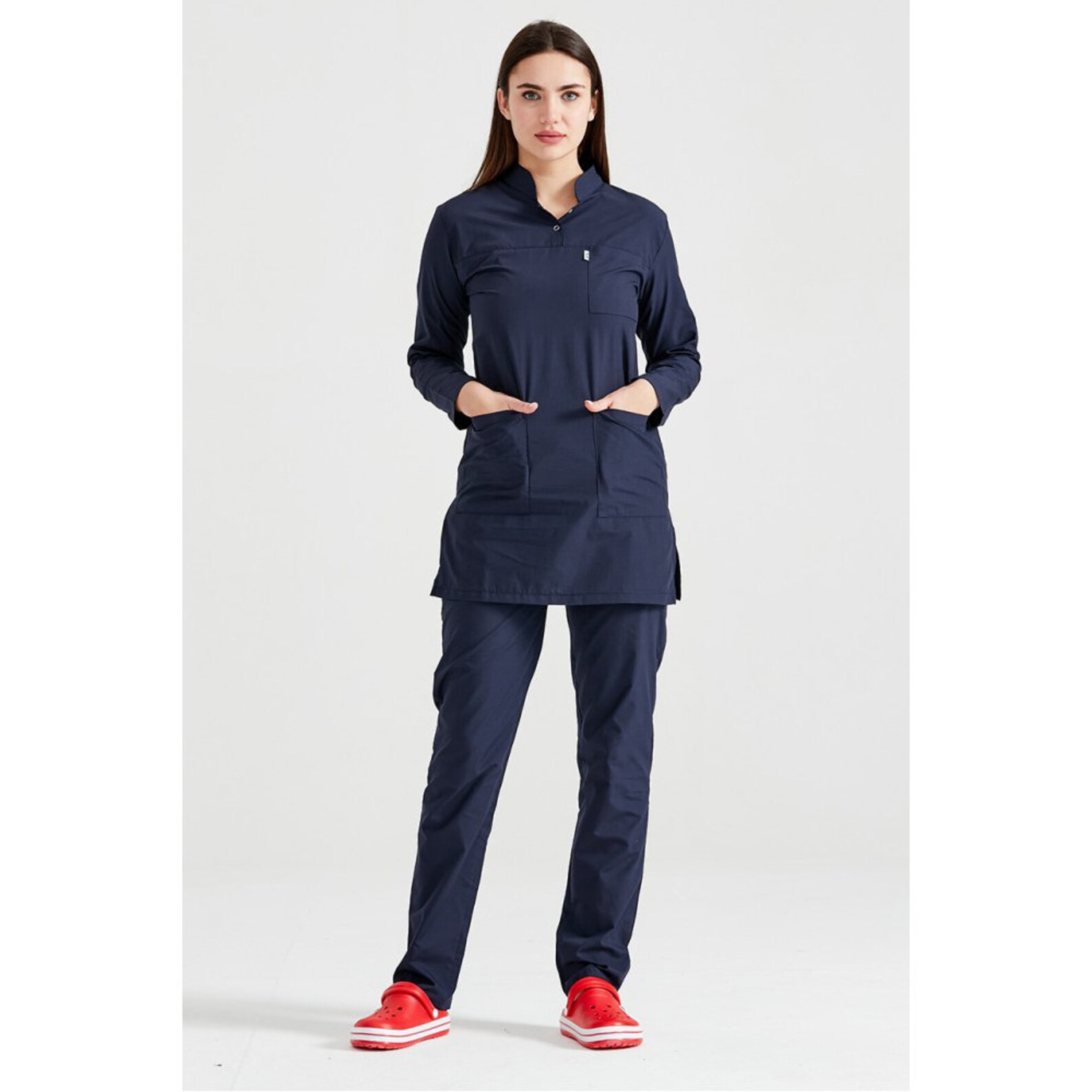 Dark Blue Modest Scrub Set, Muslim Nurse Scrub, Medical Scrub, Women's ...