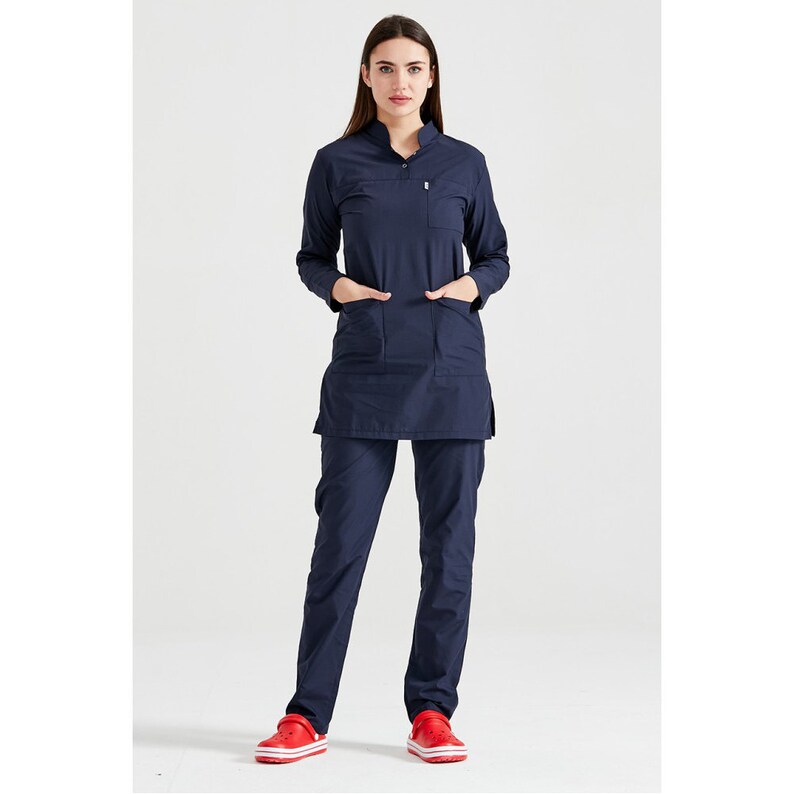 Dark Blue Modest Scrub Set, Muslim Nurse Scrub, Medical Scrub, Women's ...