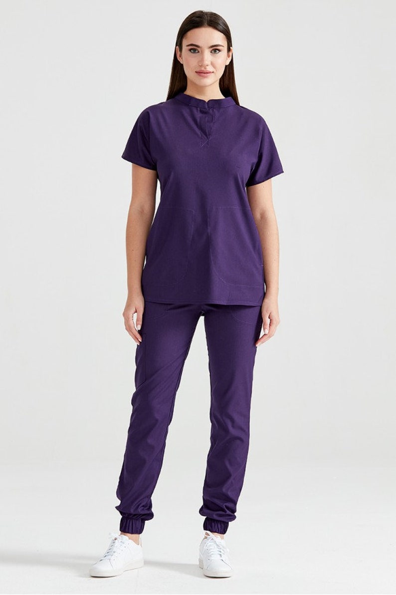 Purple Scrub Set Judge Neck Nurse Scrub Medical Women's - Etsy