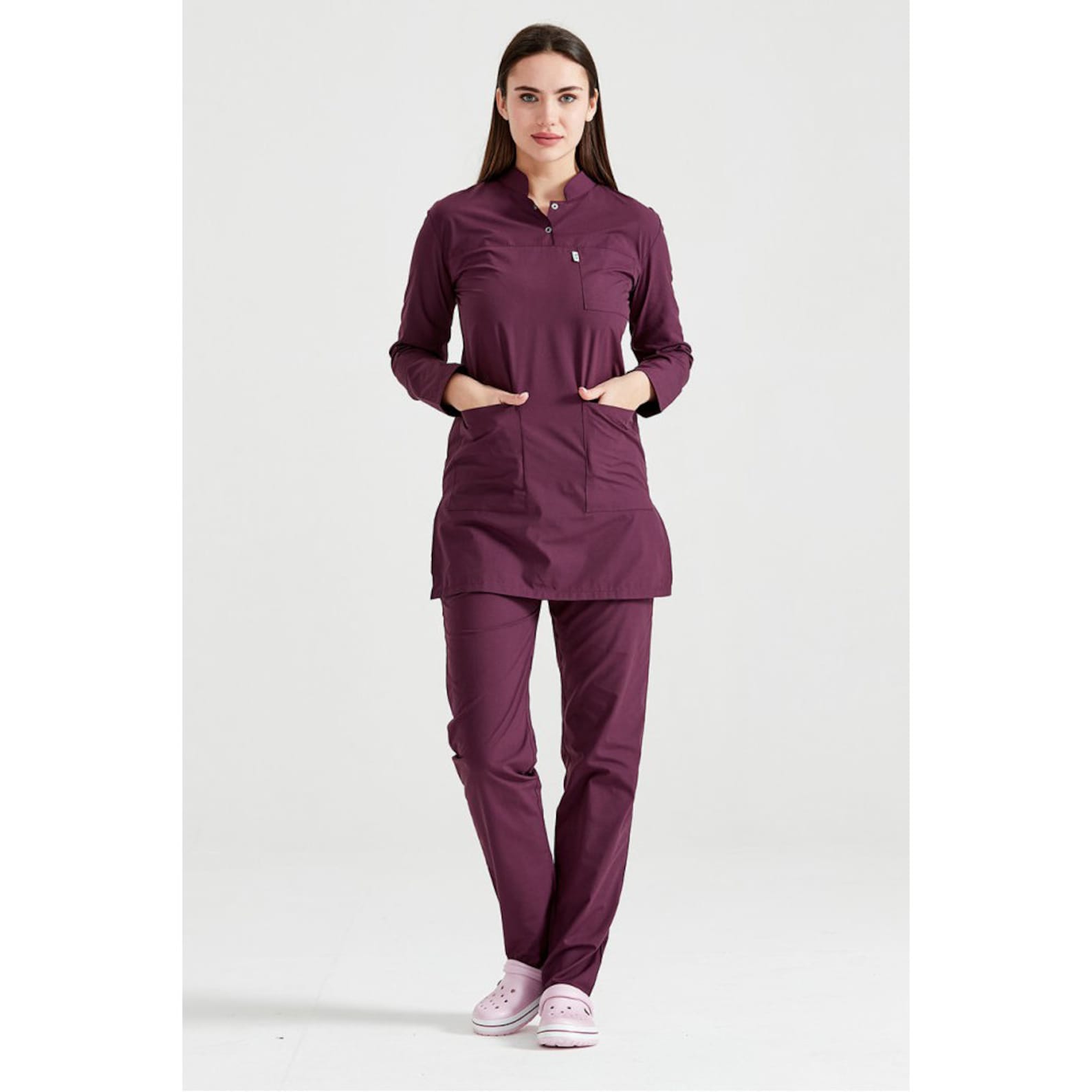 Plum Color Modest Scrub Set, Muslim Nurse Scrub, Medical Scrub, Women's ...