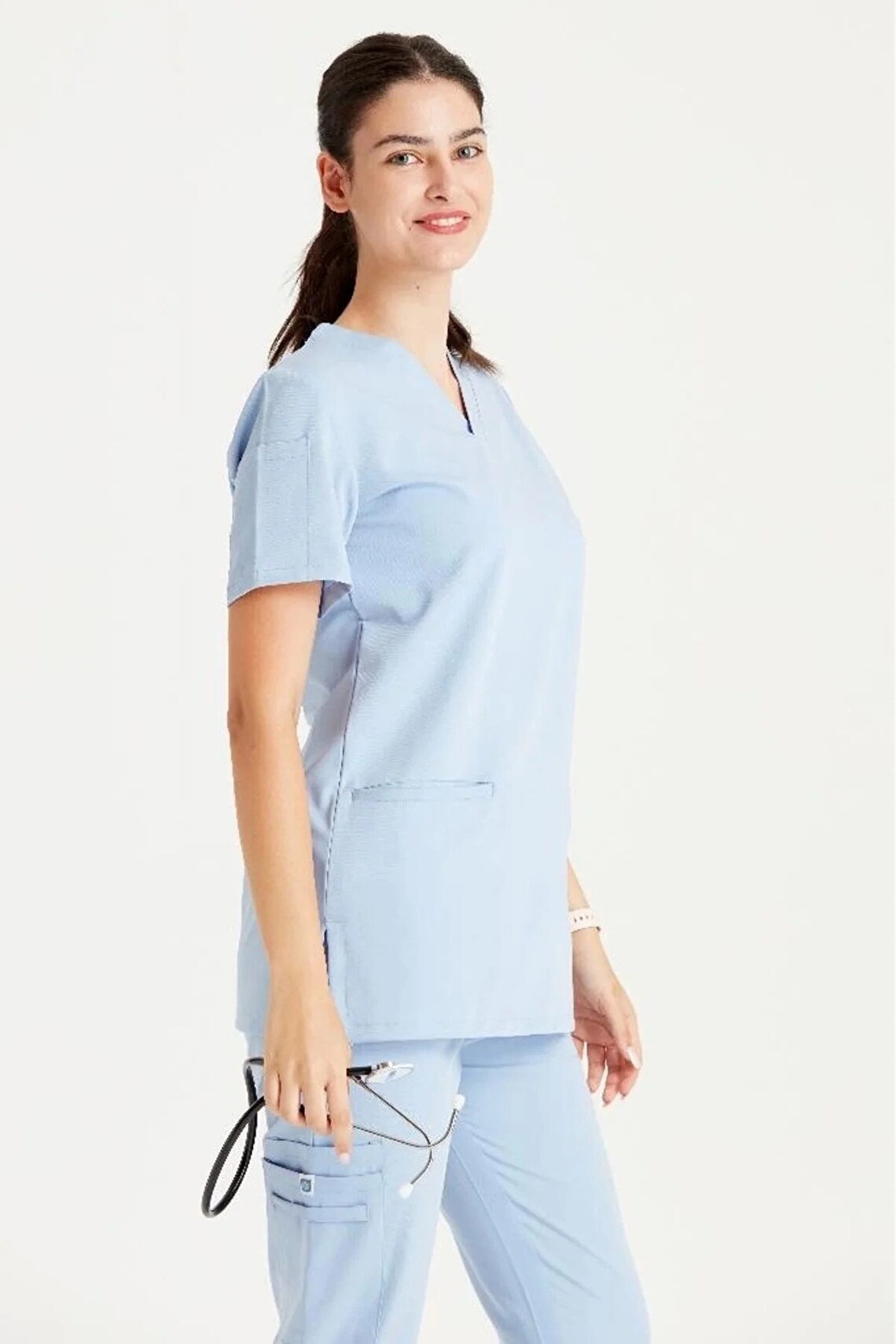 Light Blue Scrub Set, Nurse Scrub, Medical Women's Scrub Set Uniform ...