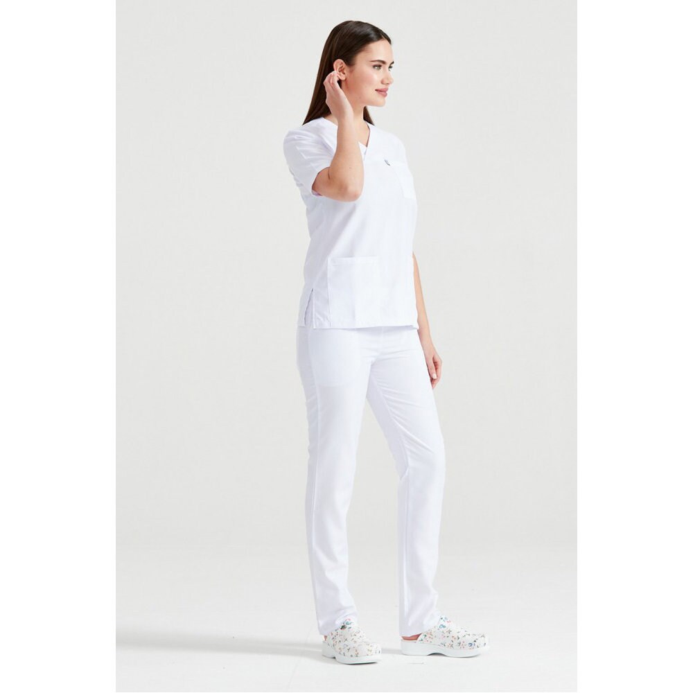 White Scrub Set, V Neck Nurse Scrub, Medical Scrub, Women's Scrub Set ...