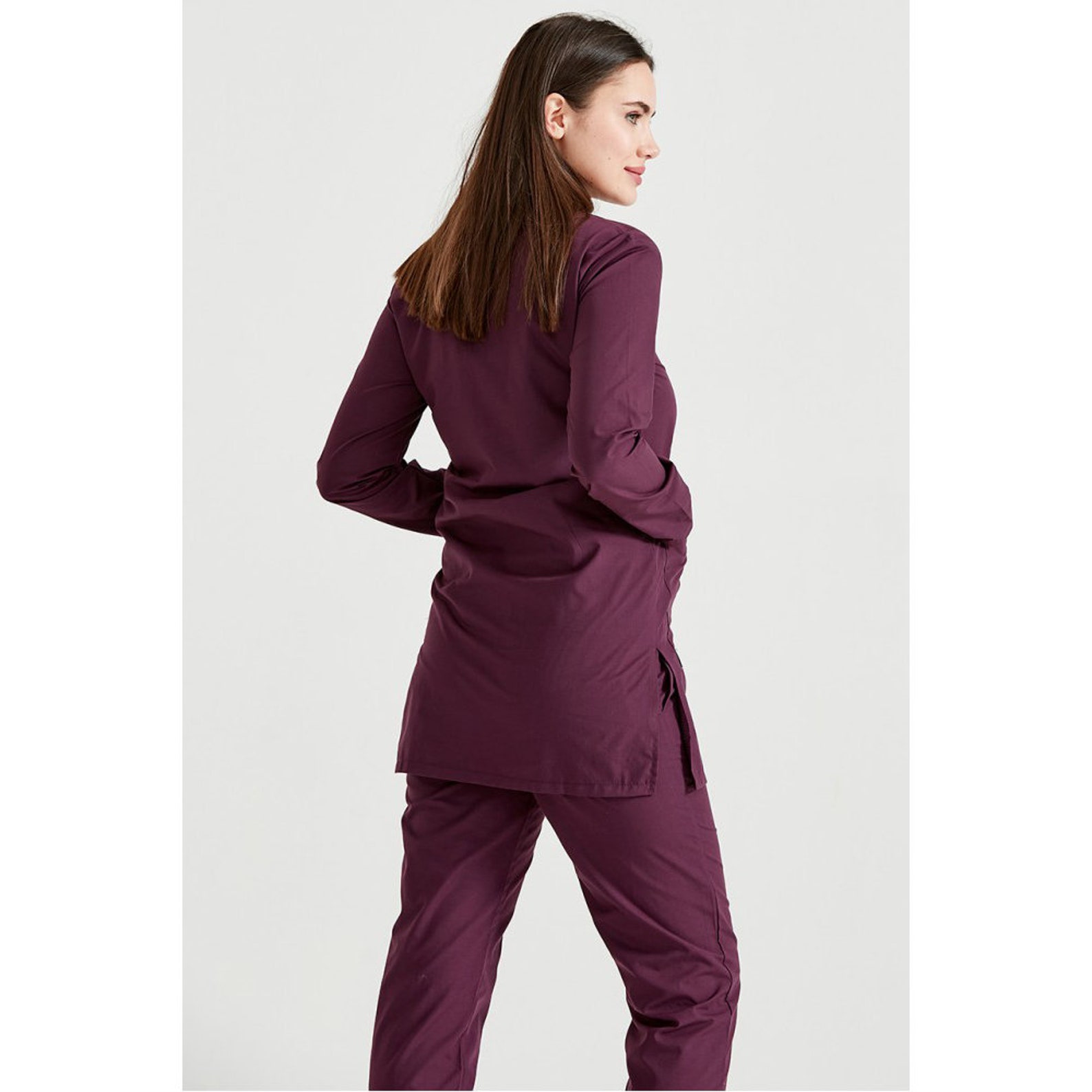 Plum Color Modest Scrub Set, Muslim Nurse Scrub, Medical Scrub, Women's ...