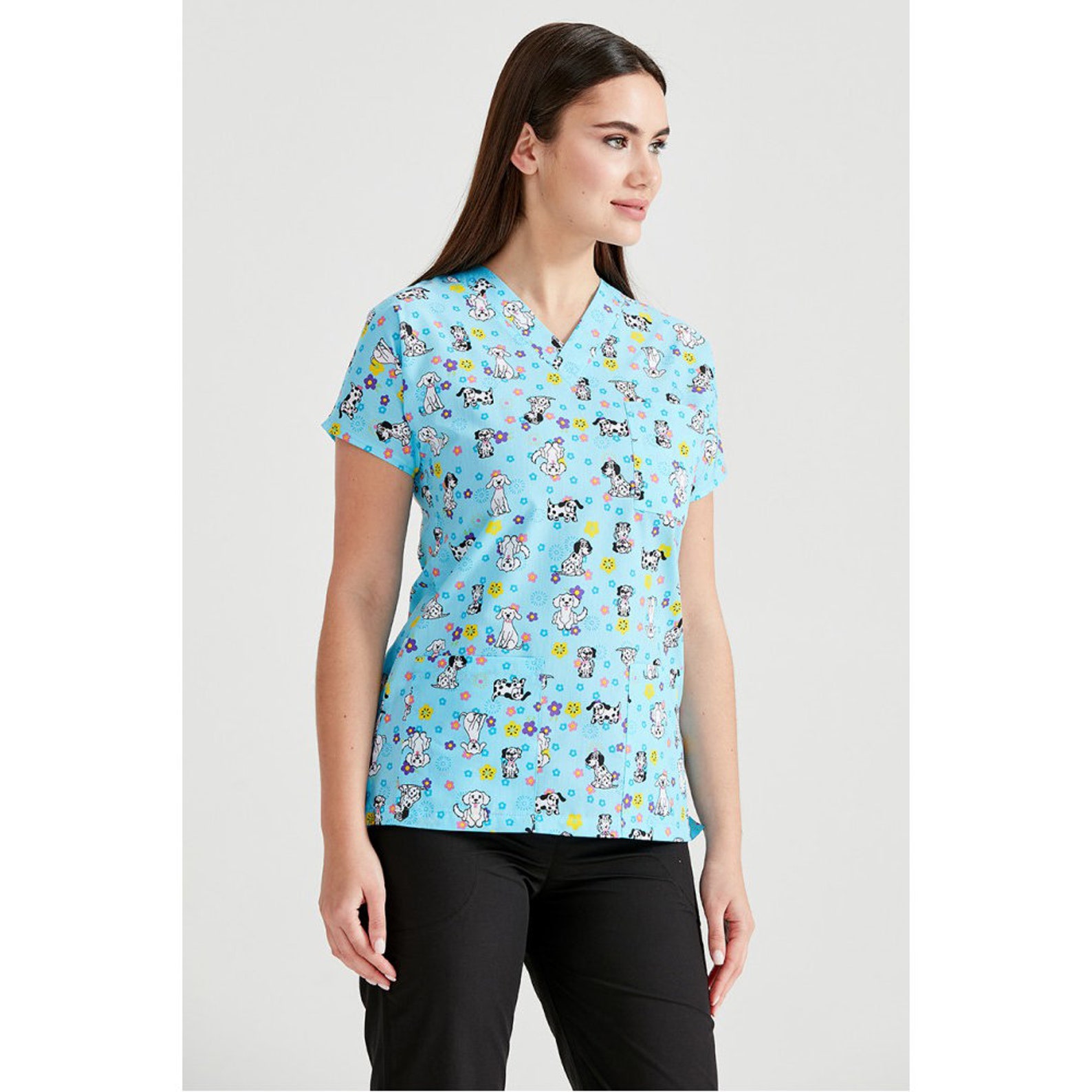 Unisex Dog Patterned Scrub Set, V Neck Dentist Scrub, Dental Medical ...