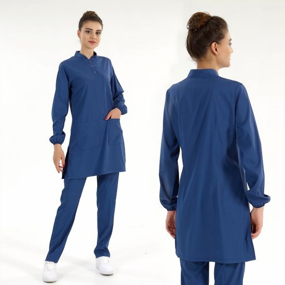 Modest Medical Uniform: Petrolium Blue Stay Covered and Comfortable ...