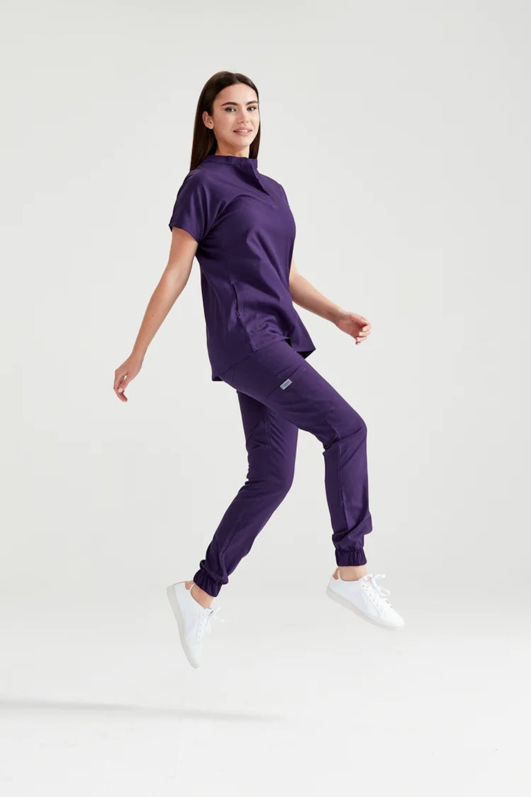 Purple Scrub Set, Judge Neck Nurse Scrub, Medical Women's Scrub Set ...