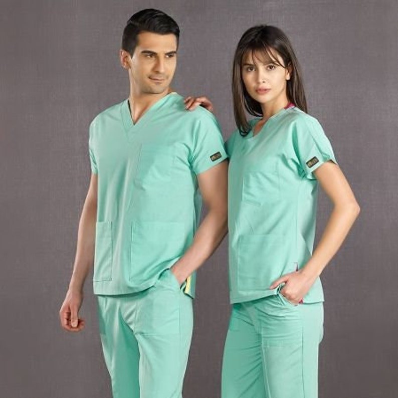 Water Green Scrub Set, V Neck Scrub Set, Comfortable RN MSN Medical ...