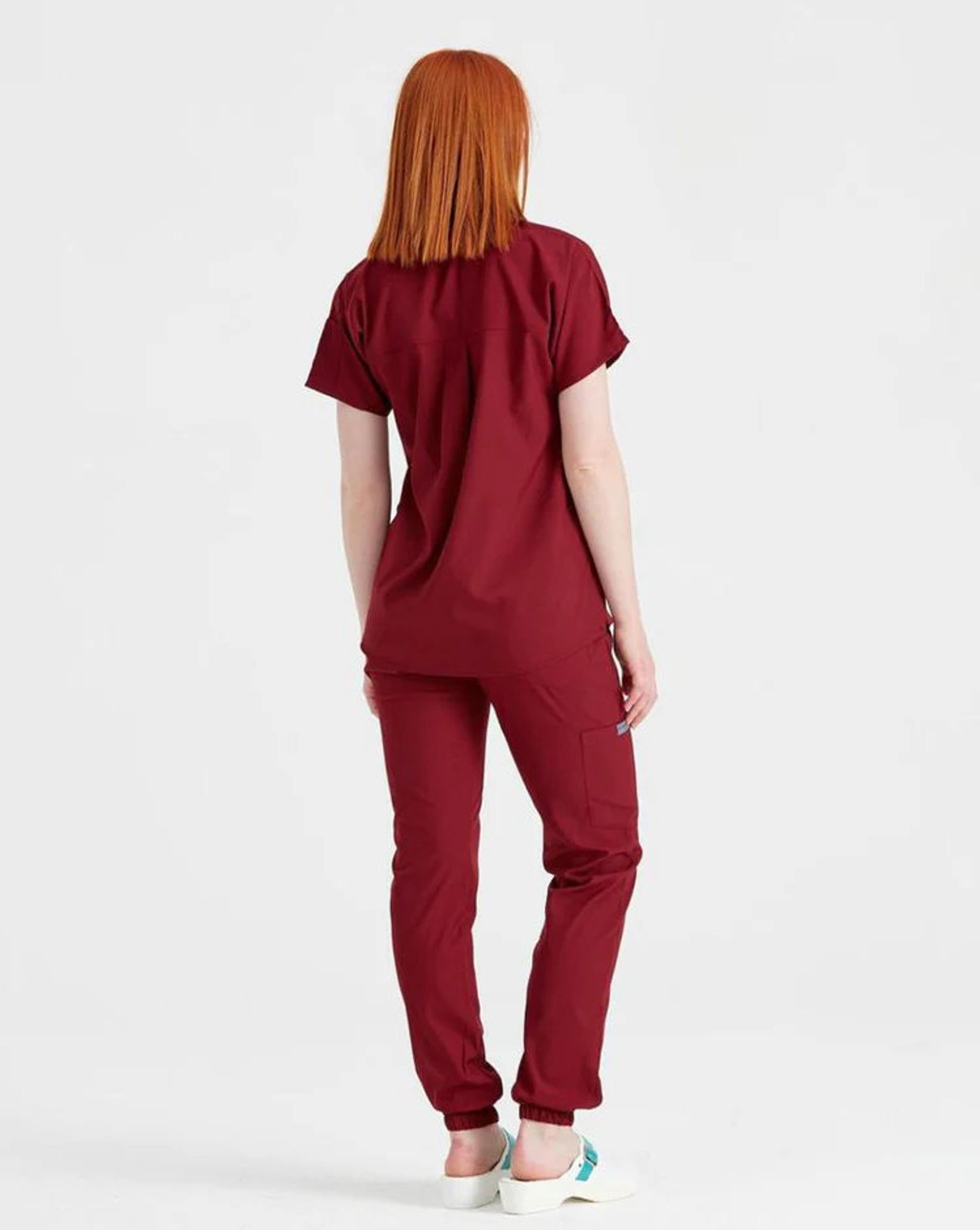 Burgundy Maroon Color Scrub Set, Judge Neck Nurse Scrub, Medical Women ...
