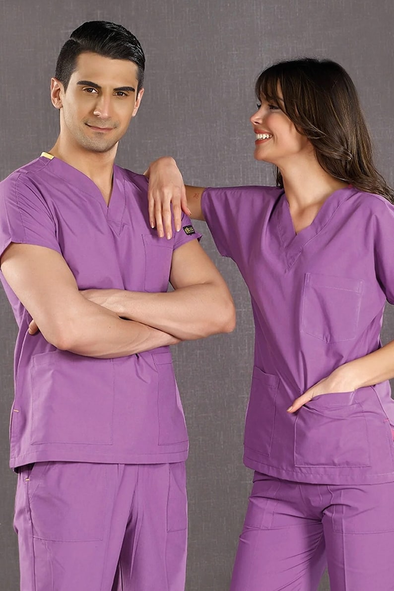 Purple Scrub Set, V Neck Scrub Set, Comfortable RN MSN Medical Scrub ...