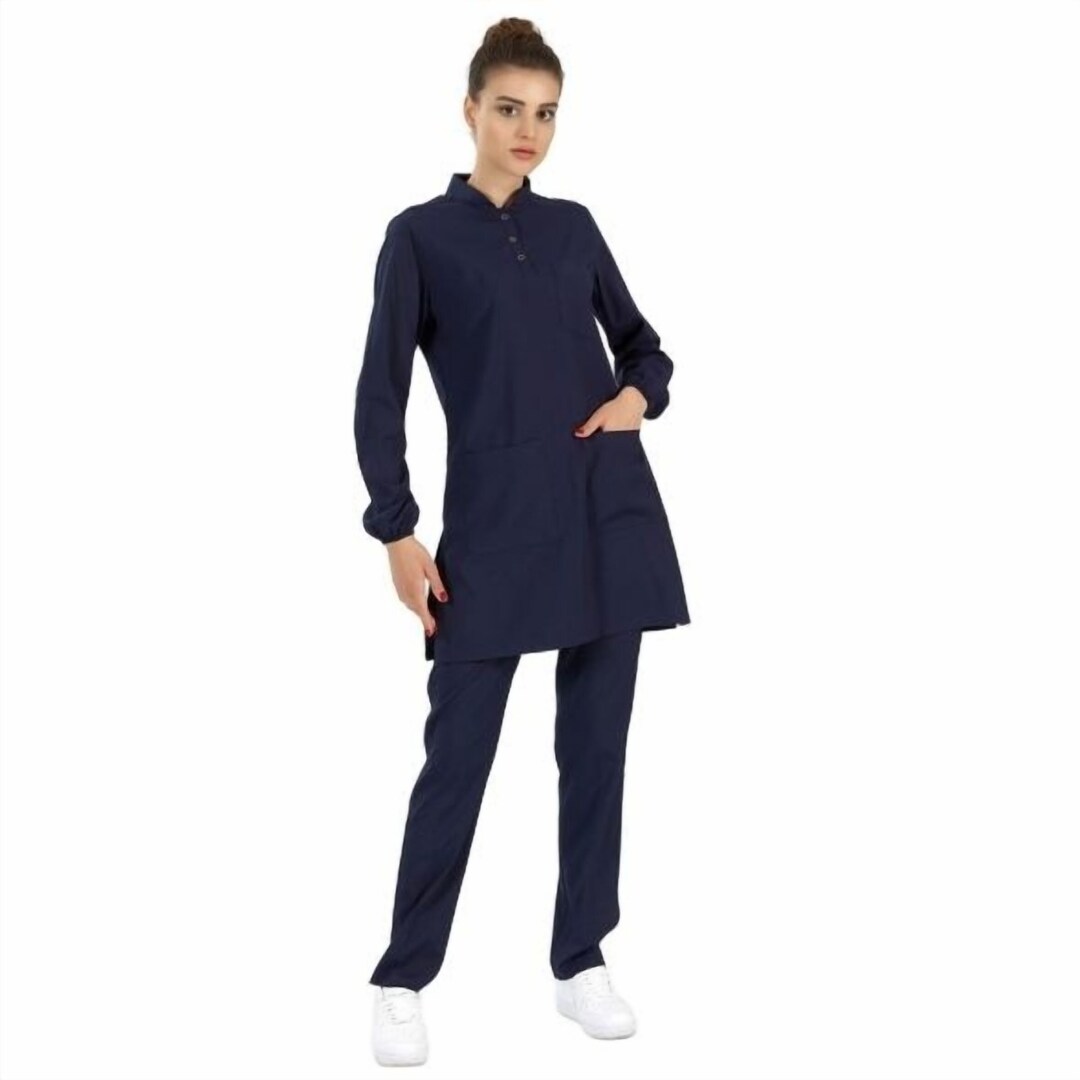 Navy Blue Modest Scrub Set, Muslim Nurse Scrub, Medical Scrub, Women's ...