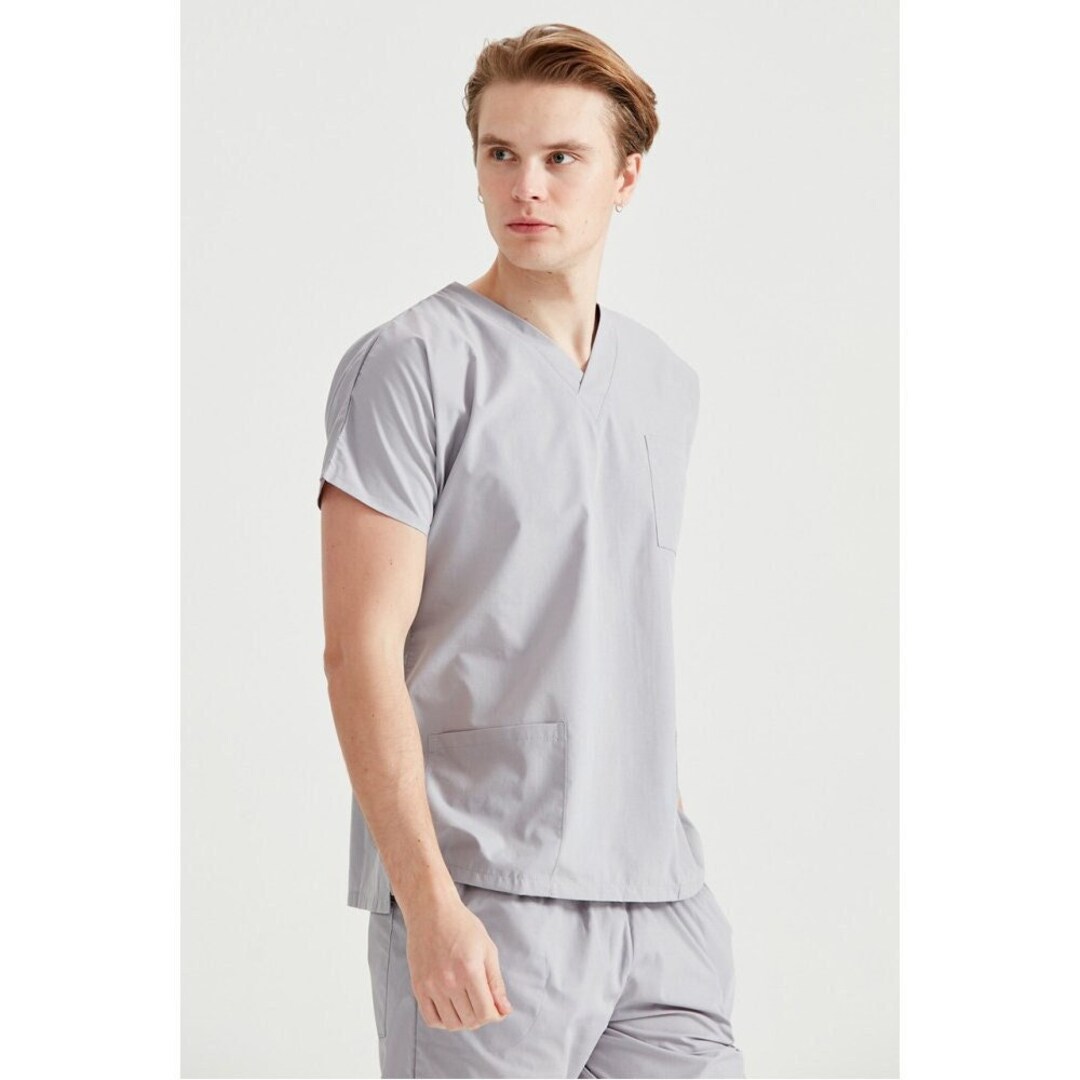 Grey Scrub Set, V Neck Nurse Scrub, Medical Scrub, Scrub Set Men's ...