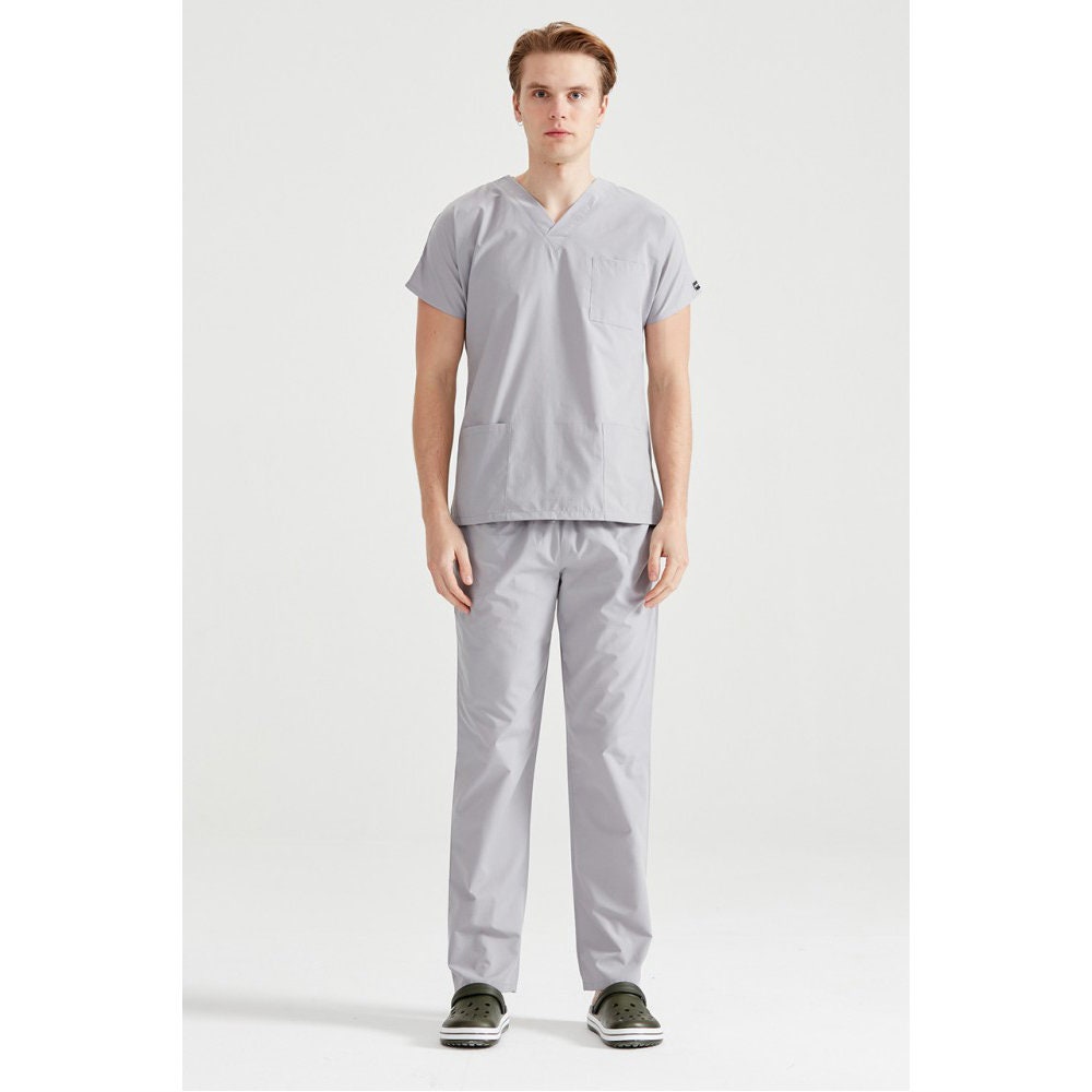 Grey Scrub Set, V Neck Nurse Scrub, Medical Scrub, Scrub Set Men's ...