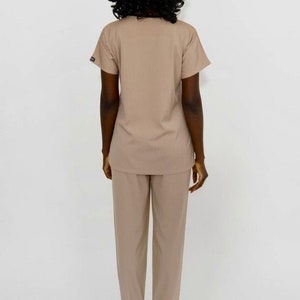 Dark Beige Scrub Set, V Neck Nurse Scrub, Medical Scrub, Scrub Set ...