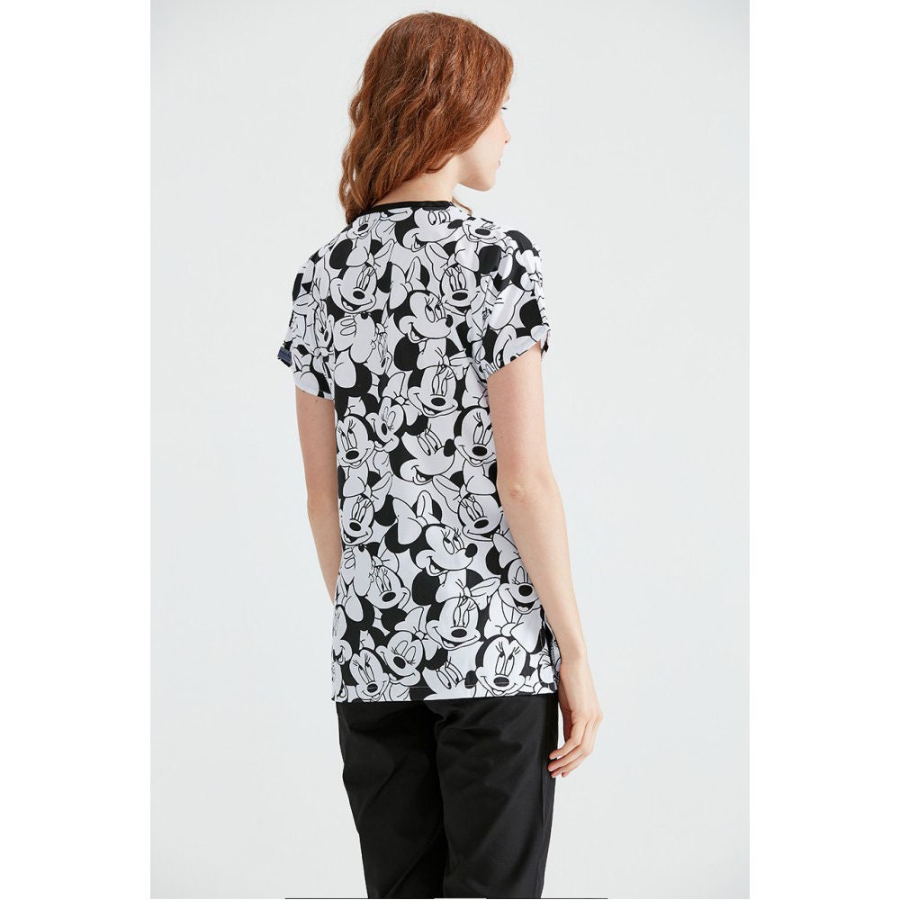 Unisex Mickey Mouse Patterned Scrub Set, V Neck Scrub Set, Comfortable ...