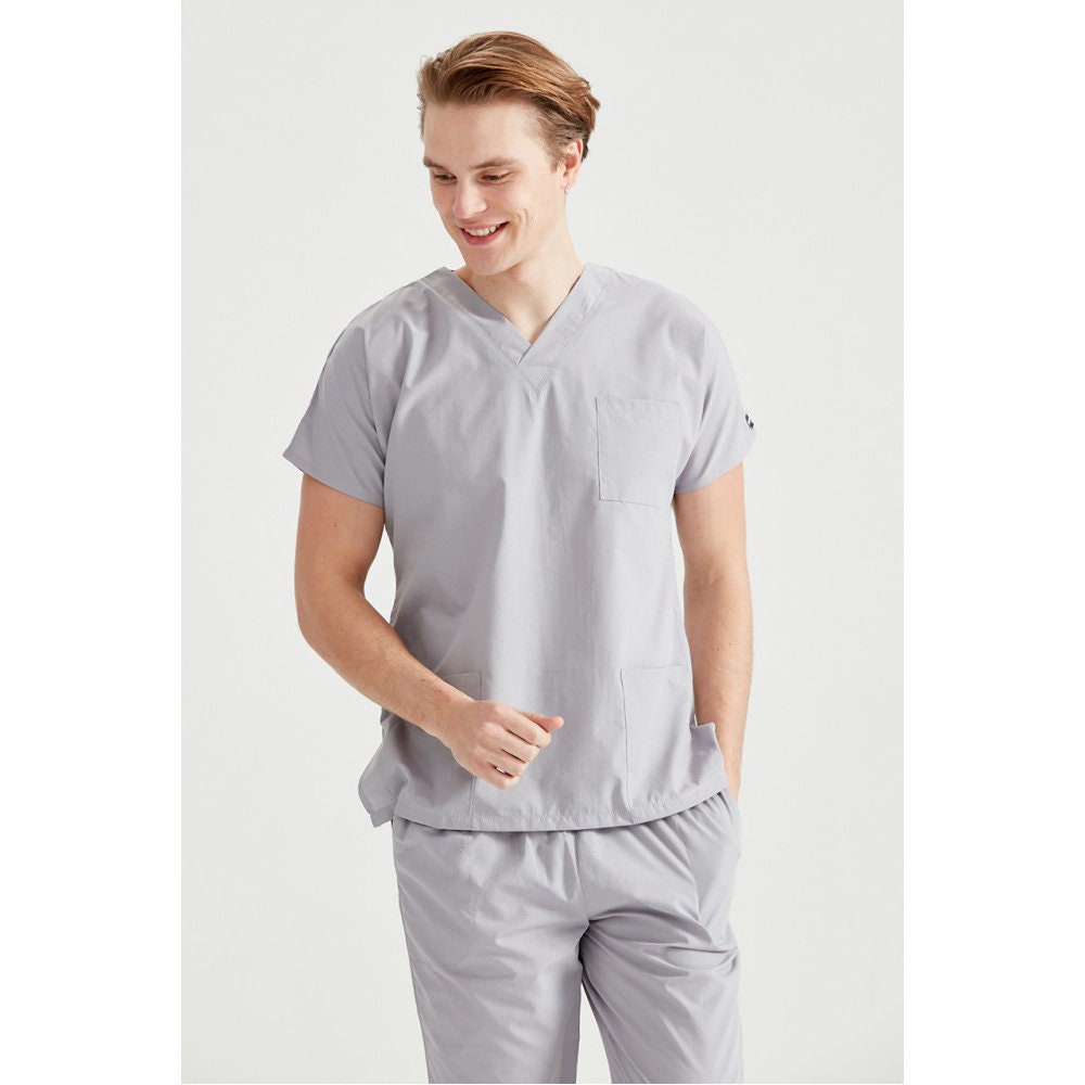 Grey Scrub Set, V Neck Nurse Scrub, Medical Scrub, Scrub Set Men's ...