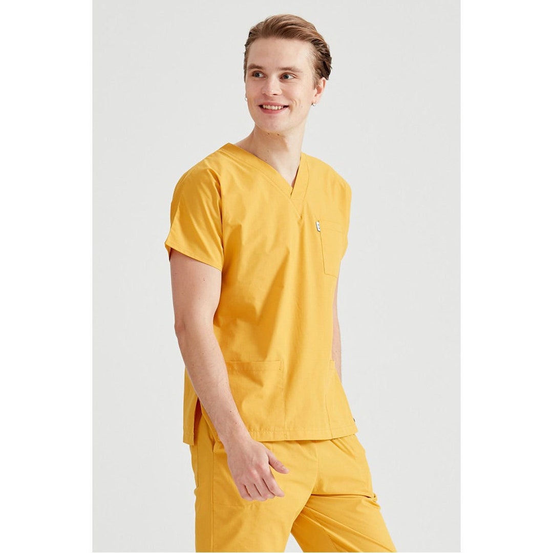 New Mustard Yellow Scrub Top Only, V Neck Nurse Scrub Top, Medical ...