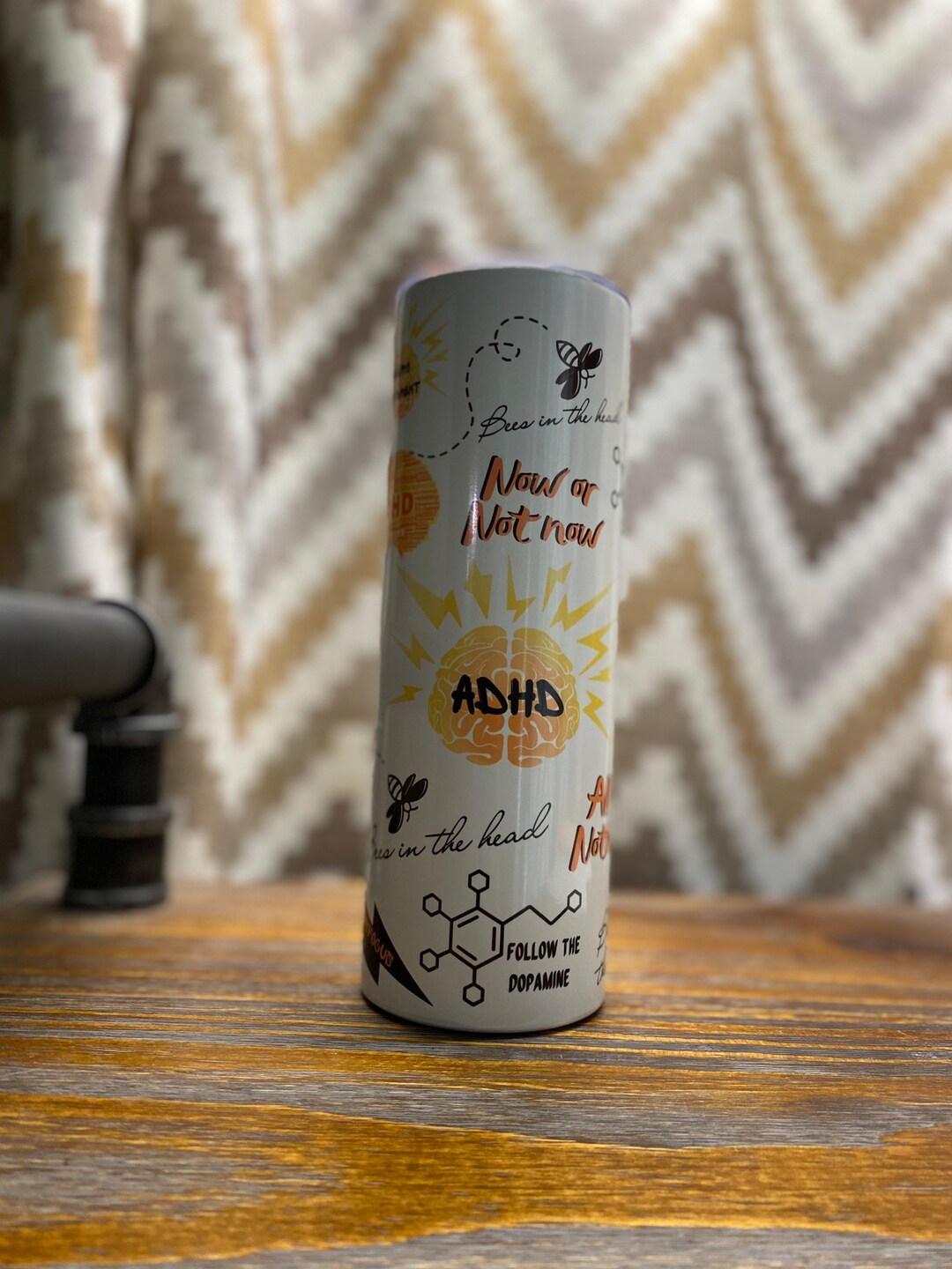 ADHD Tavel Mug With Lid and Straw. Adhd Awareness. 80HD, Bees in the ...