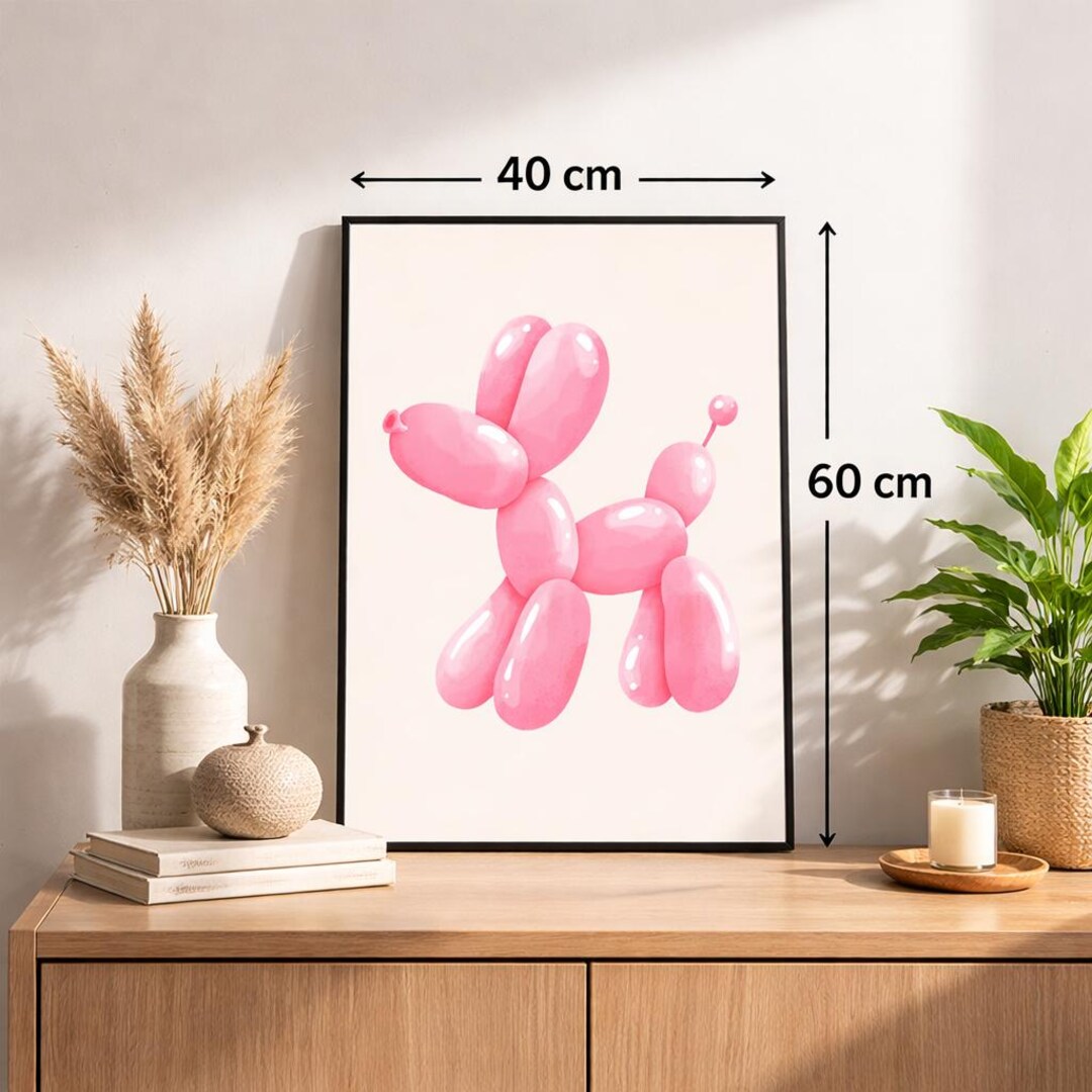 Pink Balloon Dog Wall Art Poster Modern Pop Art Balloon Dog Print Cute ...