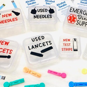 Small Diabetic Supply Storage Containers for Lancets, Needles, Test ...