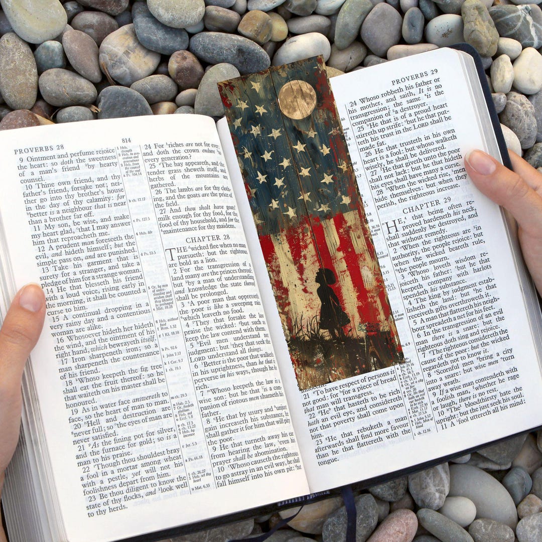 USA Patriotic American Flag Laminated Bookmark, Veteran Gift for Book ...
