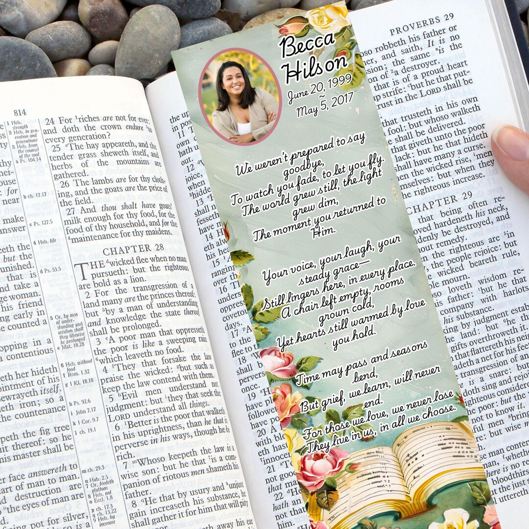 Personalized Remembrance Memorial Tribute Poem Bookmark, Laminated ...