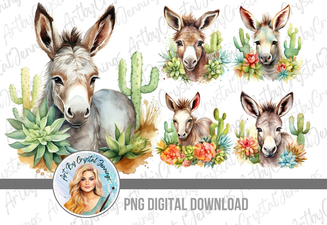 Donkey Desert Scene PNG Clipart: Cactus Plant Art (digital Download) - Etsy