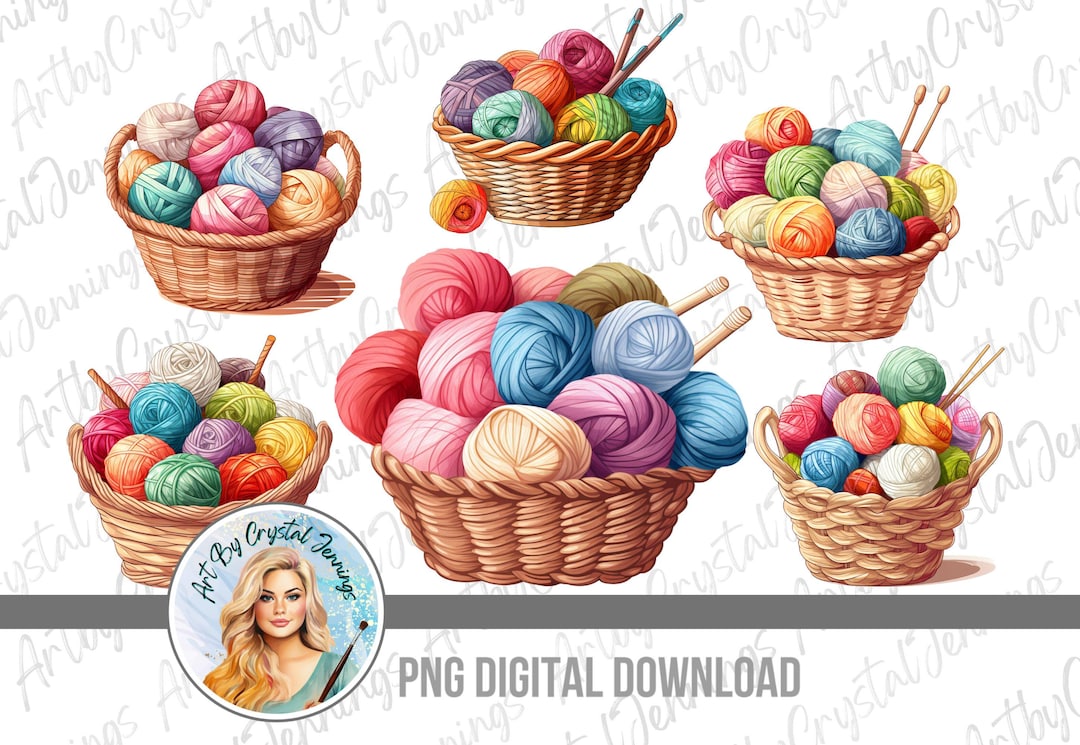 Colorful Knitting Yarn Instant Download, Crochet Gift PNG DIGITAL ...