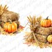 Watercolor Pumpkin Hay Bale PNG: Autumn Thanksgiving Clipart (digital ...