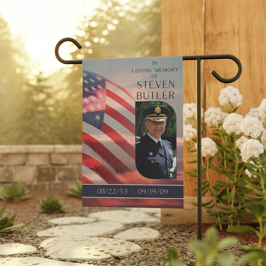 American Flag Cemetery Flag Personalized Photo Memorial, in Loving ...