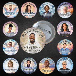 Large 3" Personalized Memorial Pinback Button Tribute, in Memory, Rest ...