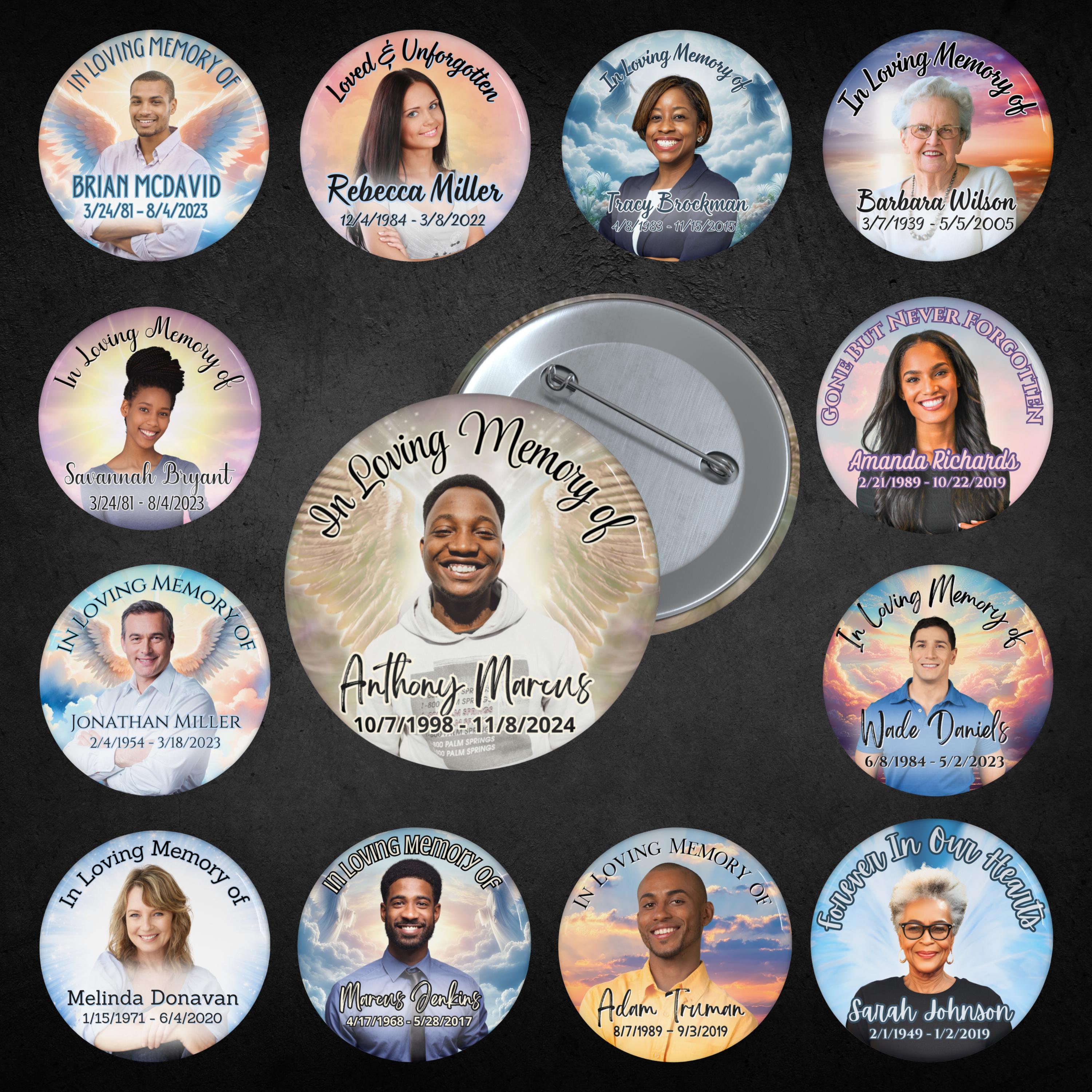 Large 3" Personalized Memorial Pinback Button Tribute, in Memory, Rest ...