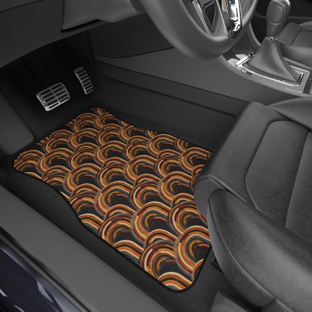 Set of 4 Boho Hippie Car Accessory Floor Mats Retro Mod Car Decor ...