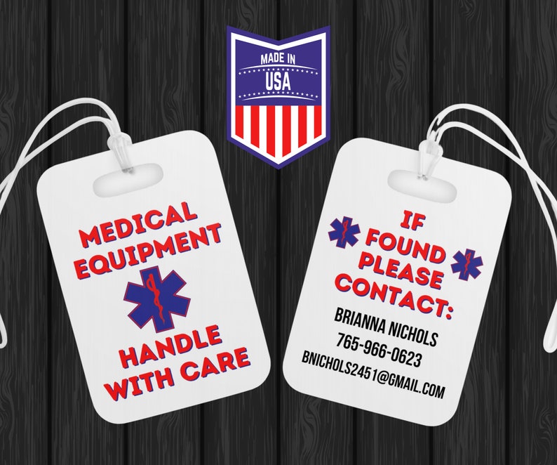 Personalized Medical Equipment Luggage Tags Medical Alert Bag - Etsy